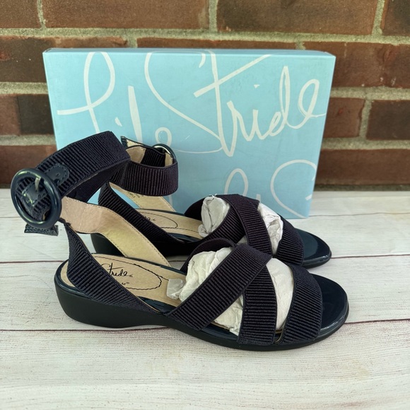 Life Stride | Shoes | Life Stride Temple Navy Blue Wedge Sandals Womens ...